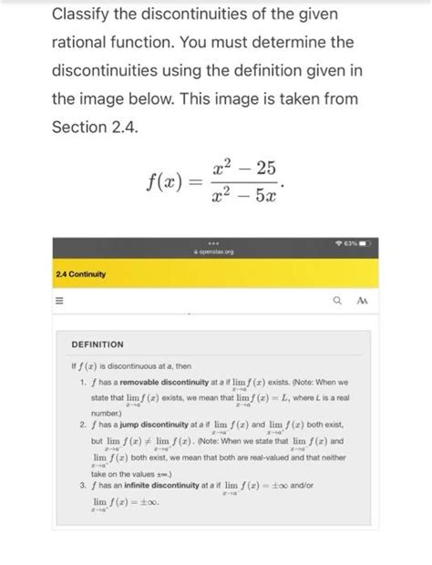 Solved Classify The Discontinuities Of The Given Rational