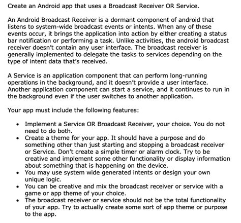 Solved Create An Android App That Uses A Broadcast Receiver