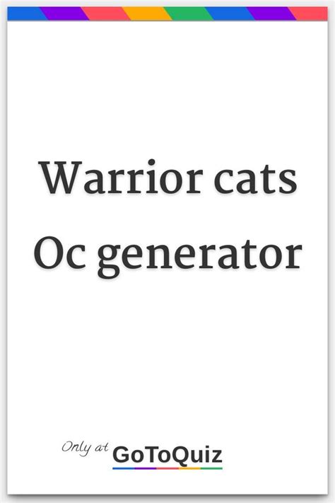 Warrior Cats Oc Generator Artofit