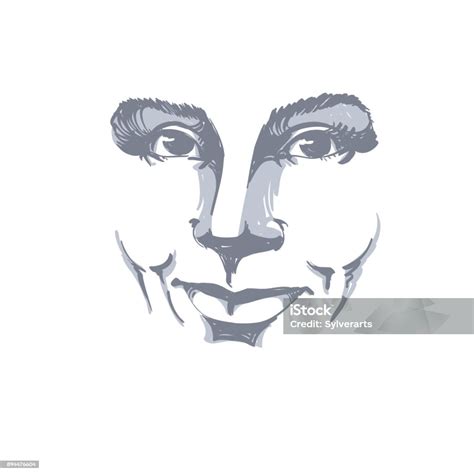 얼굴 표현 긍정적인 감정 표현 웃는 여자의 얼굴의 손으로 그린 그림 여자 얼굴의 아름 다운 특징입니다 감정에 대한 스톡 벡터 아트 및 기타 이미지 Istock