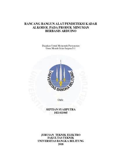 Rancang Bangun Alat Pendeteksi Kadar Alkohol Pada Produk Minuman Berbasis Arduino