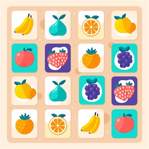 손으로 그린 메모리 게임 카드 무료 벡터