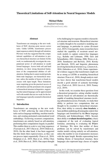 Pdf Theoretical Limitations Of Self Attention In Neural Sequence Models