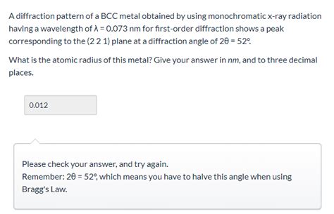 Solved A Diffraction Pattern Of A BCC Metal Obtained By Chegg Com