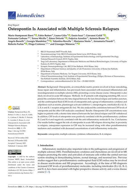 Pdf Osteopontin Is Associated With Multiple Sclerosis Relapses