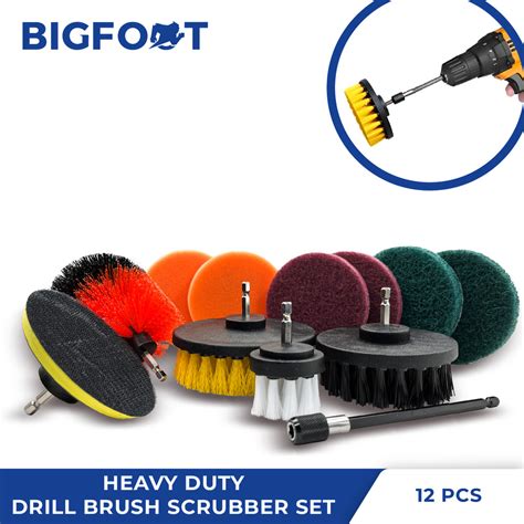 Heavy Duty Cordless Drill Scrubber Brush Multipurpose Stiff Bristle Cleaning Tool Set Attachment