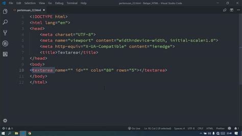 Tutorial Html Lengkap Part 22 Tag Textarea Html Youtube