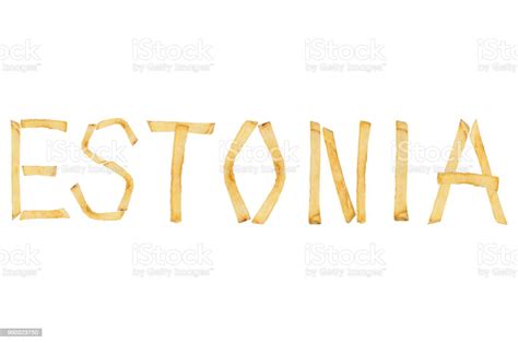 단어 에스토니아 튀긴된 감자 튀김 흰색 배경에 고립의 긴 막대기에서 놓았다 감자 요리에 대한 스톡 사진 및 기타 이미지 감자 요리 건강에 좋지 않은 음식 국가 지리적