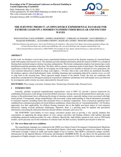 Pdf The Surviwec Project An Open Source Experimental Database For Extreme Loads On A Moored
