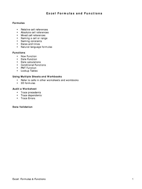 Fillable Online Excel Formulas And Functions Fax Email Print PdfFiller