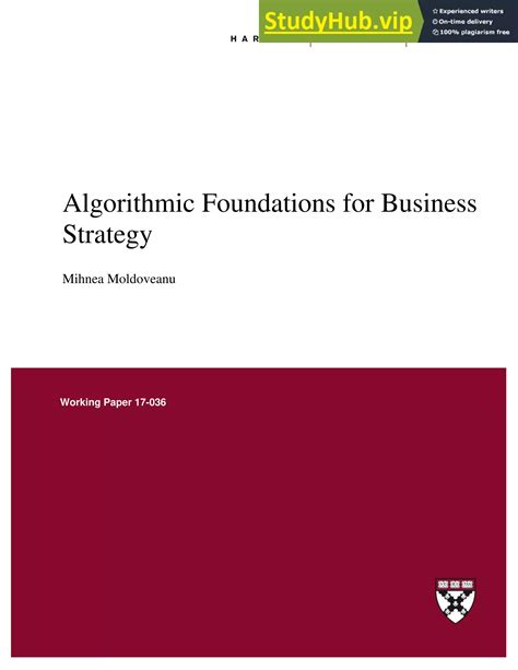 Algorithmic Foundations For Business Strategy Pdf Computer Software