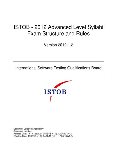 Istqb 2012 Advanced Level Syllabi Exam Structure And Rules Pdf