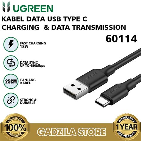 Jual UGREEN Cable USB Type C Kabel Charger Pendek Powerbank Fast Charging A CM US Shopee