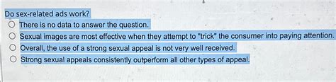 Solved Do Sex Related Ads Work There Is No Data To Answer Chegg Com