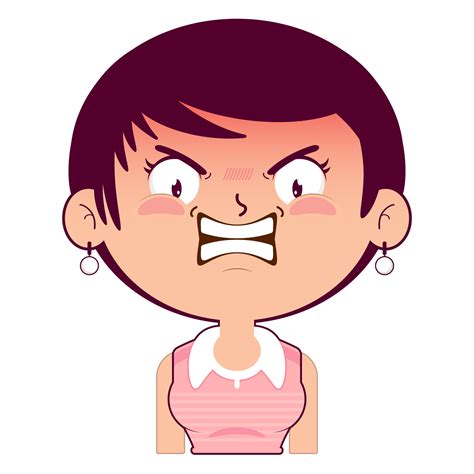 Girl Angry Face Cartoon Cute 23435272 Png