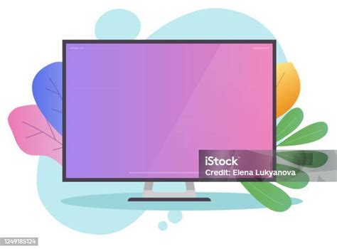 데스크톱 컴퓨터 화면 다채로운 빈 빈 복사 공간 텍스트 프리젠 테이션 또는 최신 Pc 컬러 모니터 에 트렌디 한 배경 클립 아트 디자인 이미지 0명에 대한 스톡 벡터 아트