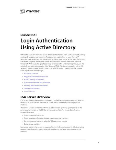 Pdf Esx Server 21 Login Authentication Using Active Active