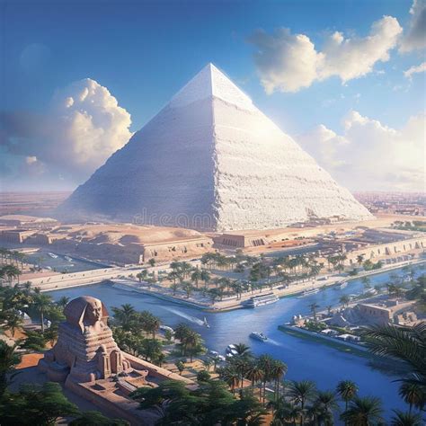 Aerial View Of The Great Pyramid Of Giza And The Sphinx In Egypt Stock Illustration