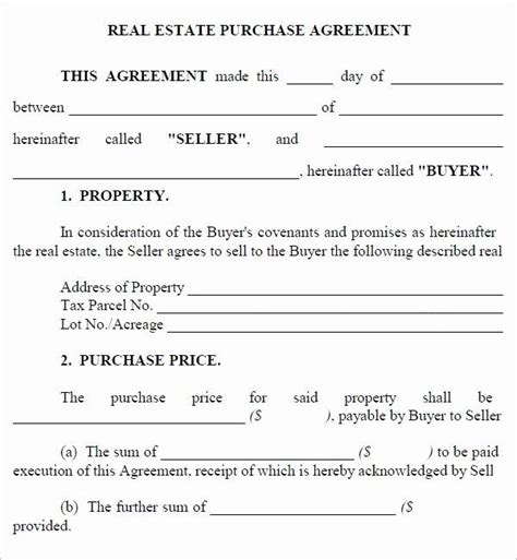 Printable Simple Home Purchase Agreement