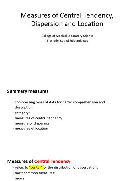 Summary Measures Pdf Mean Mode Statistics
