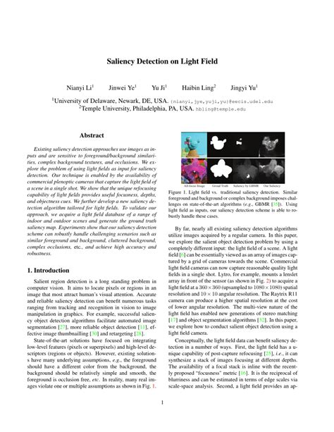 Pdf Saliency Detection On Light Fields