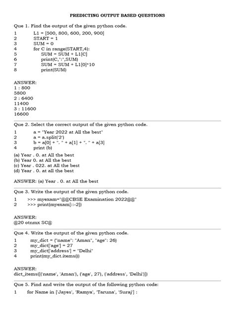 Find The Output Of Python Code Ans Pdf Computer Programming Software Engineering