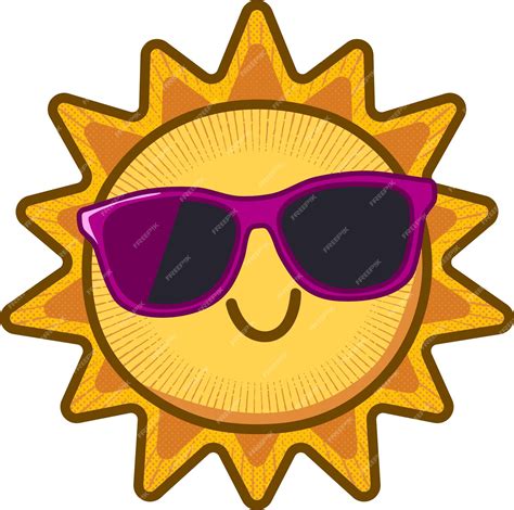 귀여운 태양 캐릭터 일러스트레이션 프리미엄 벡터