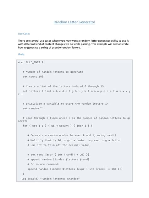 Random Letter Generator Use Case Pdf
