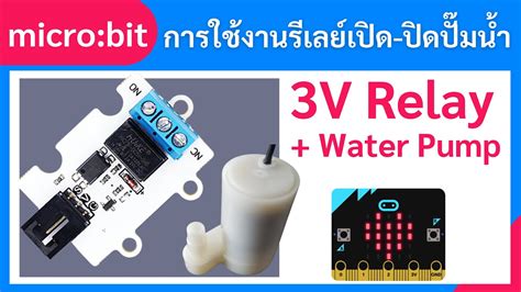 การใช้งานโมดูลรีเลย์และปั๊มน้ำขนาดเล็ก ร่วมกับบอร์ด Micro Bit Relay Module 3v Vertical Water
