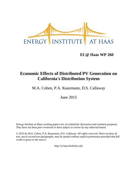 Pdf Economic Effects Of Distributed Pv Generation On · Pdf