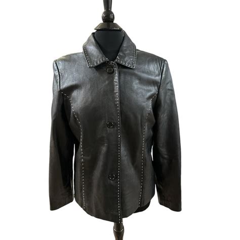 Style And Co Jackets And Coats Style Co Womens Leather Jacket Button