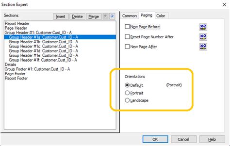 C Print Both Landscape And Portrait In Crystal Report Stack Overflow