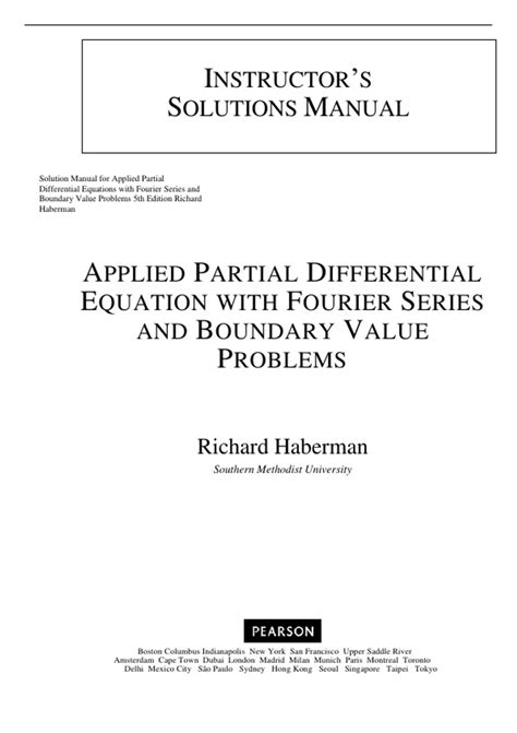 Solution Manual For Applied Partial Differential Equations With Fourier Series And Boundary