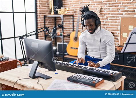 African American Woman Musician Playing Piano Keyboard At Music Studio Stock Photo Image Of