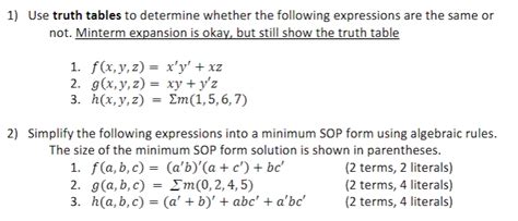 Solved Show All Work 1 Use Truth Tables To Determine Chegg Com