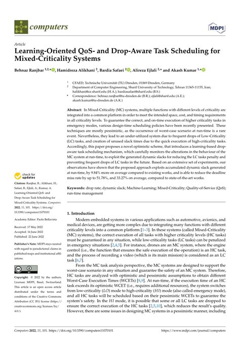 Pdf Learning Oriented Qos And Drop Aware Task Scheduling For Mixed Criticality Systems