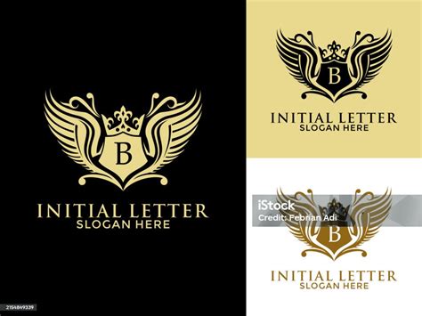 럭셔리 로얄 윙 편지 B 로고 벡터 럭셔리 윙 크라운 엠블럼 알파벳 로고 디자인 템플릿 0명에 대한 스톡 벡터 아트 및 기타 이미지 0명 고급 호텔 금색 Istock