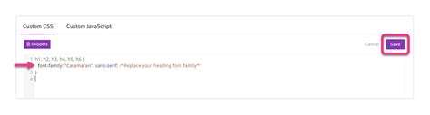 how to configure a custom header font in knowledge base document360