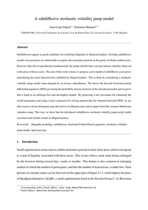 Pdf A Subdiffusive Stochastic Volatility Jump Model