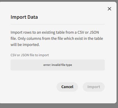 Builder CSV Import Data Invalid File Type Error Budibase Budibase