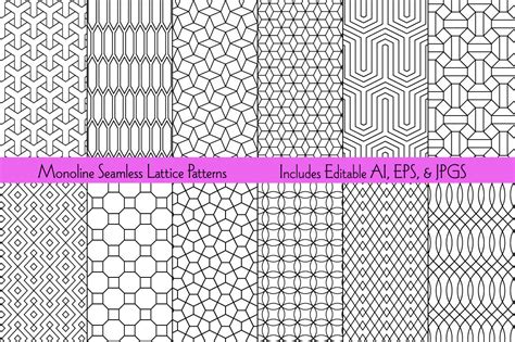 Monoline Seamless Lattice Patterns By Melissa Held Designs Thehungryjpeg