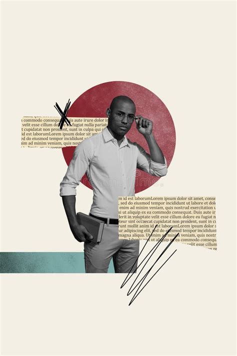 Vertical Photo Collage Of Serious American Man Academic Hold Book Education Concept Encyclopedia