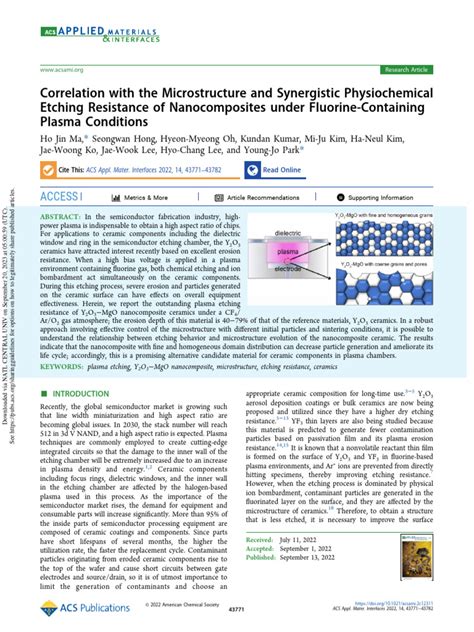 Correlation With The Microstructure And Synergistic Physiochemical Etching Resistance Of