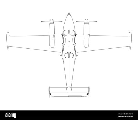 Outline Of An Airplane With A Propeller From Black Lines Isolated On A