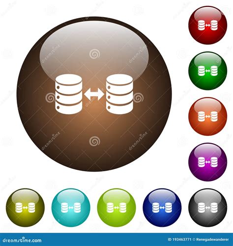 Syncronize Databases Color Glass Buttons Stock Vector Illustration Of Records Connection