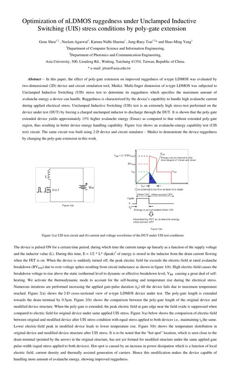 Pdf Optimization Of Nldmos Ruggedness Under Unclamped Inductive