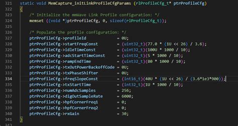 AWR BOOST Chirp Configuration Code That Runs On The Device Or Using MmWave Studio Sensors