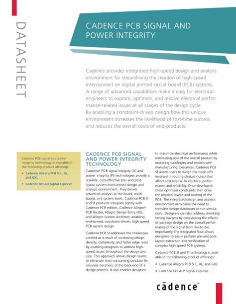 Cadence Pcb Signal And Power Integrity