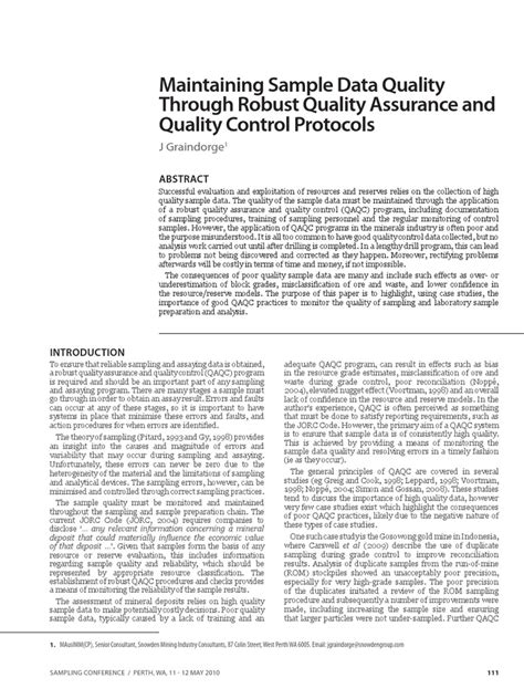 Graindorge Maintaining Sample Data Quality Through Robust Qaqc