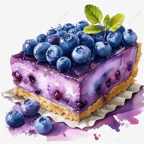 수채화 블루베리 치즈케이크 페인트 디저트 달콤한 신선한 디저트 Png 일러스트 및 이미지 에 대한 무료 다운로드 Pngtree